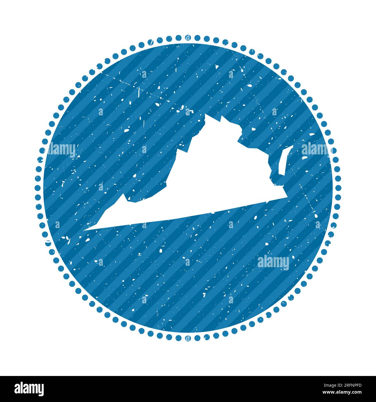 Virginia striped retro travel sticker. Badge with map of US state ...