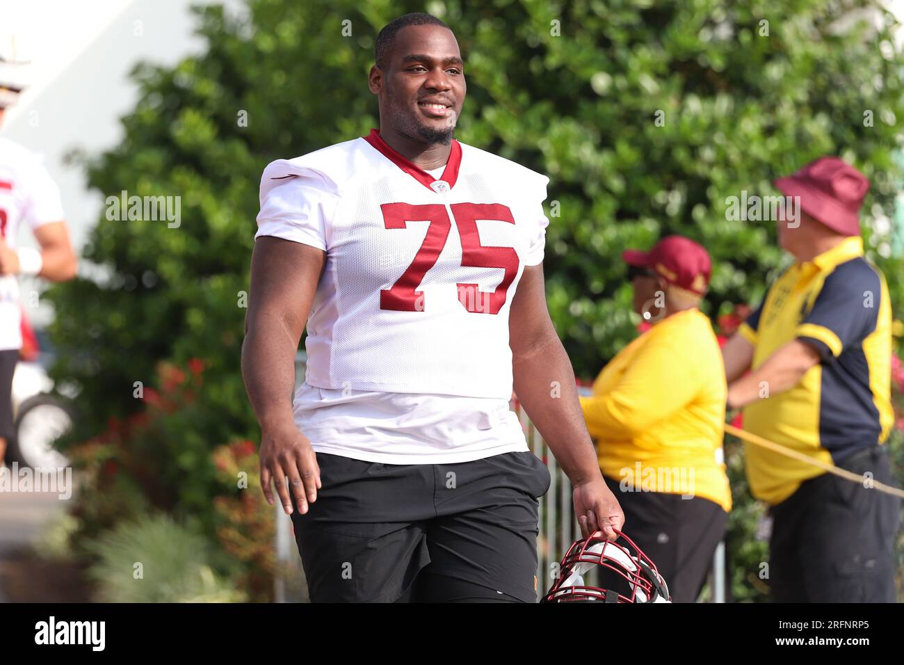 Washington Commanders Guard Chris Paul (75) making his way to the field ...