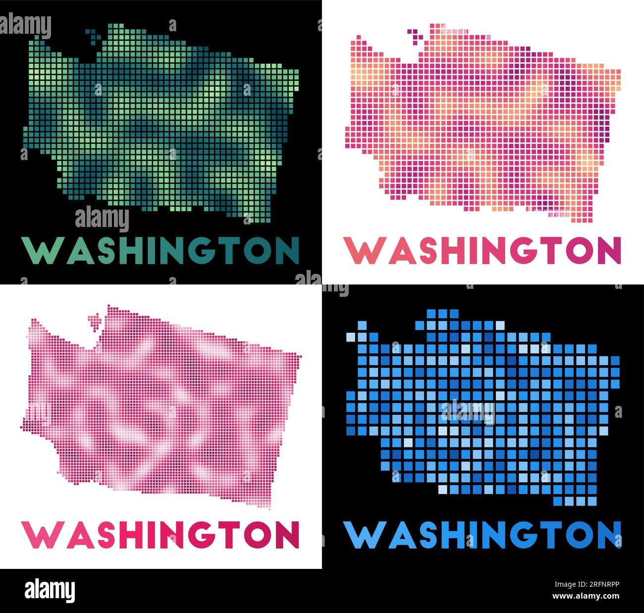 Washington map. Collection of map of Washington in dotted style ...