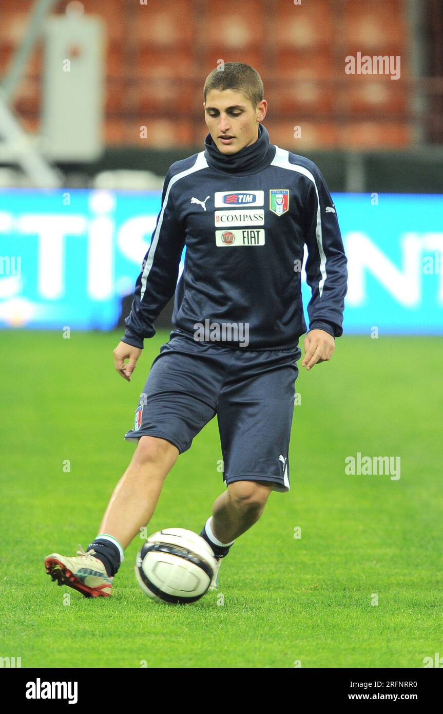 Milan Italy 2012-10-12 :Marco Verratti during the training of the ...
