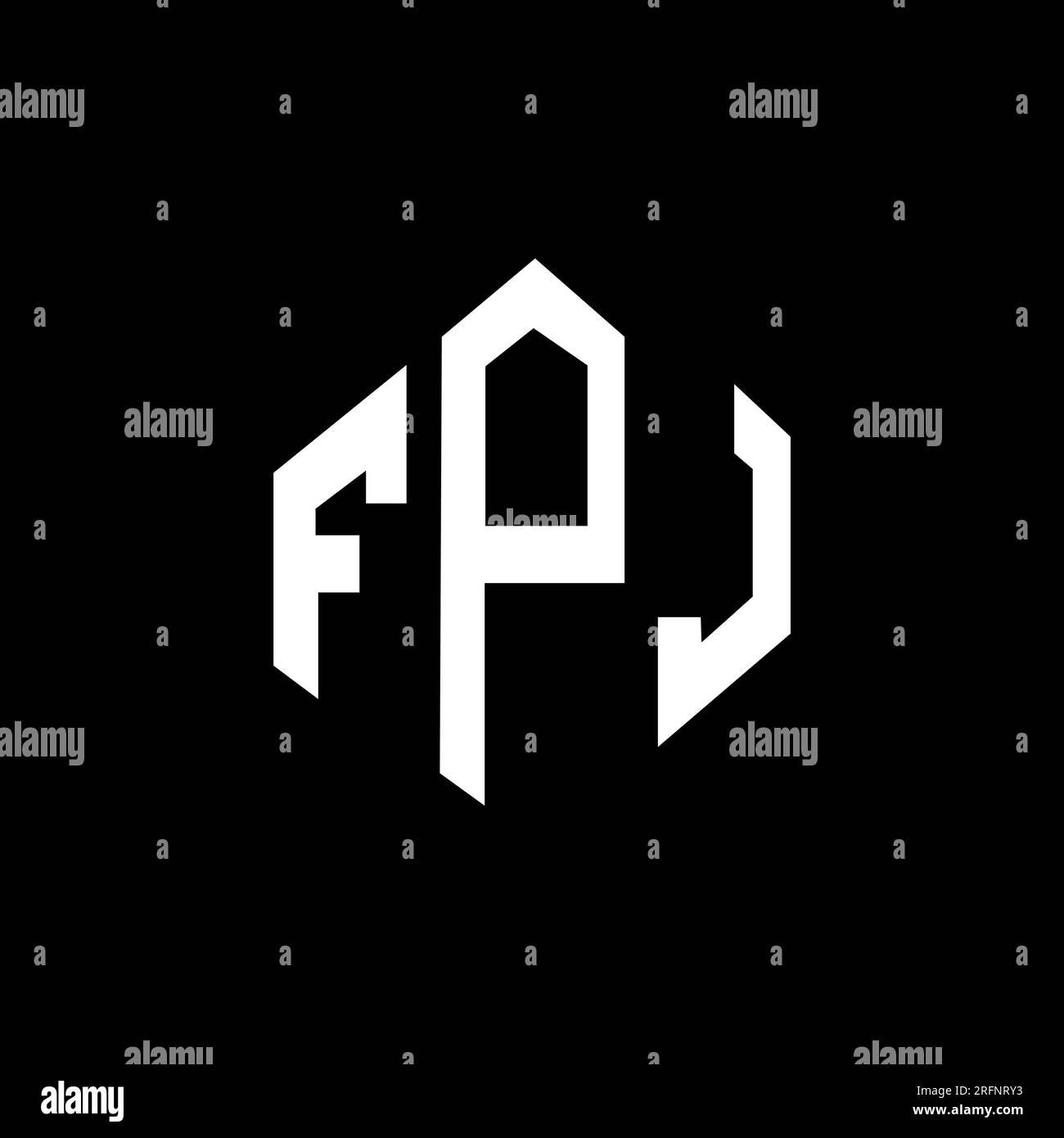 FPJ letter logo design with polygon shape. FPJ polygon and cube shape ...