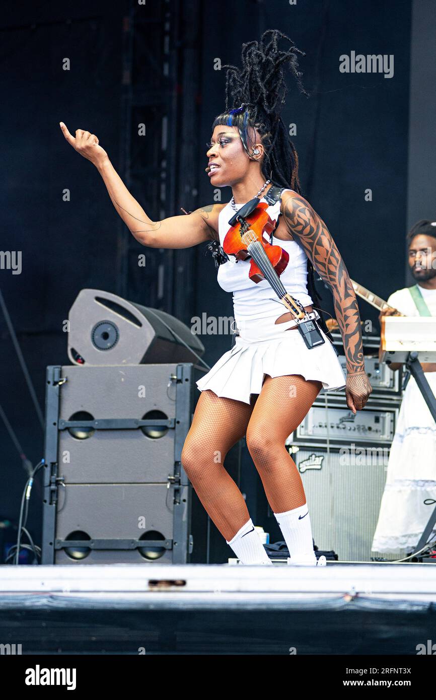 Sudan Archives, also known as Brittney Denise Parks, performs on day two of the Lollapalooza ...