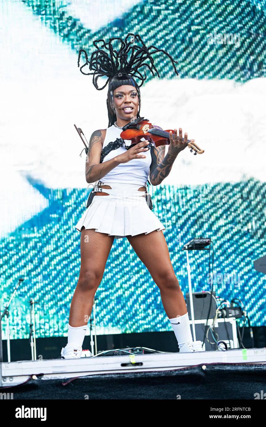 Sudan Archives, also known as Brittney Denise Parks, performs on day two of the Lollapalooza ...