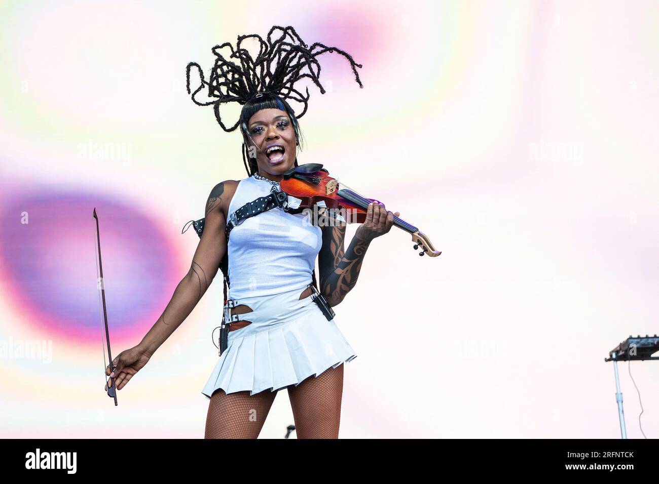 Sudan Archives, also known as Brittney Denise Parks, performs on day two of the Lollapalooza ...