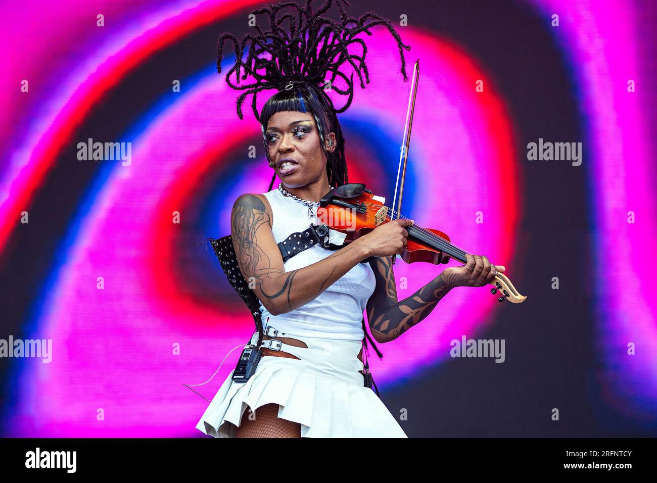 Sudan Archives, also known as Brittney Denise Parks, performs on day two of the Lollapalooza ...