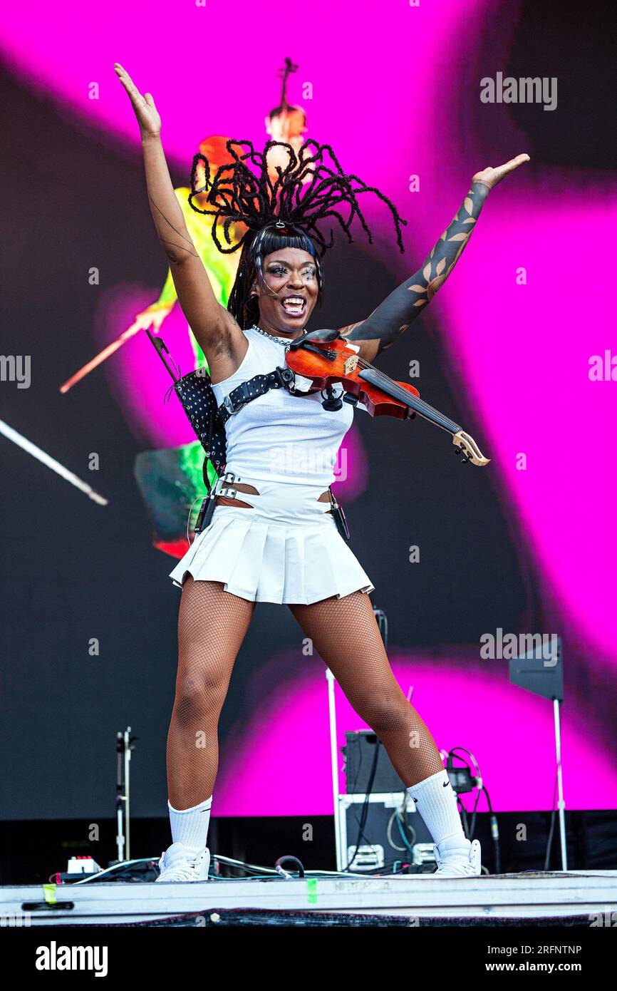 Sudan Archives, also known as Brittney Denise Parks, performs on day two of the Lollapalooza ...