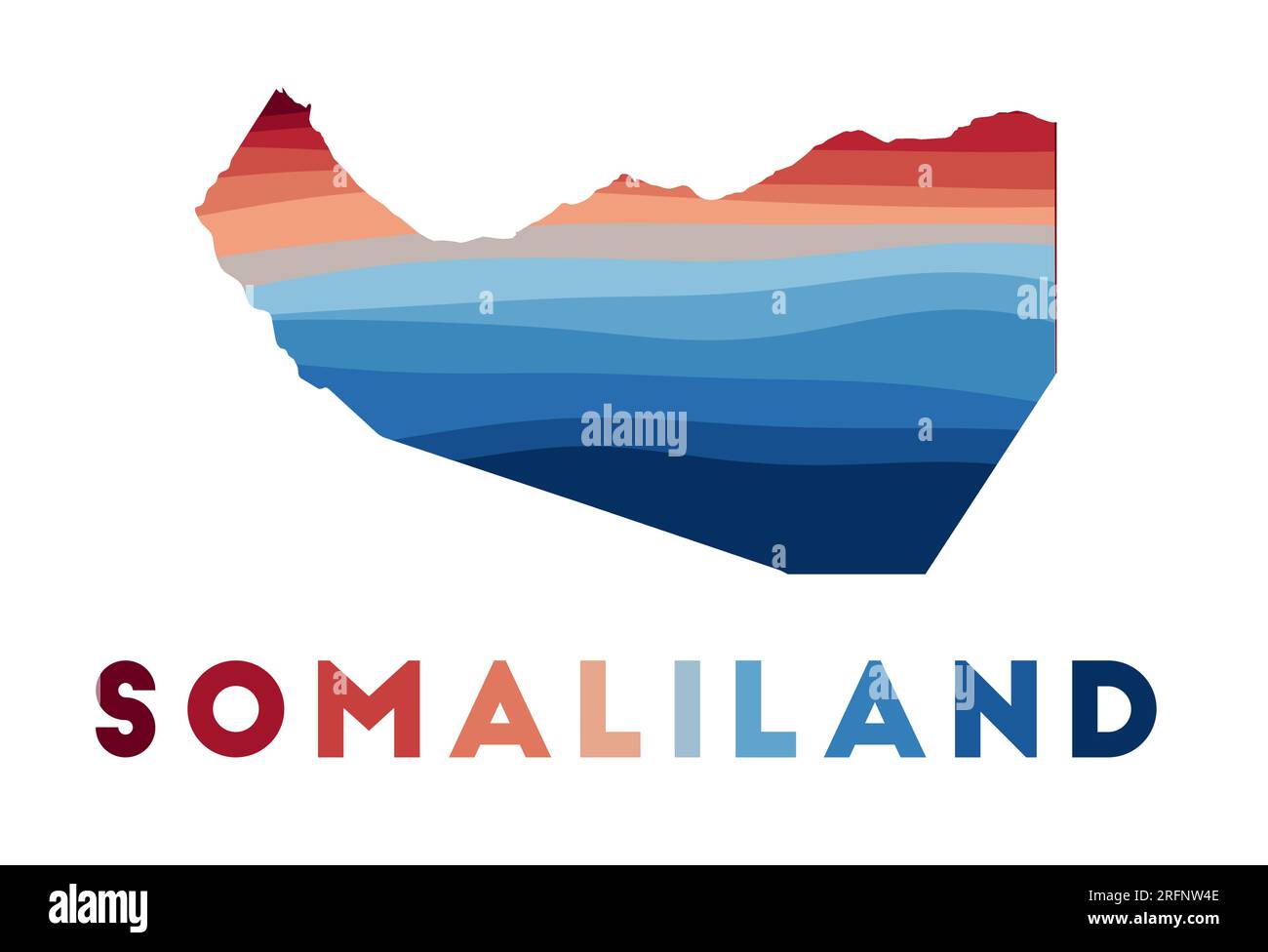 Somaliland map. Map of the country with beautiful geometric waves in red blue colors. Vivid ...