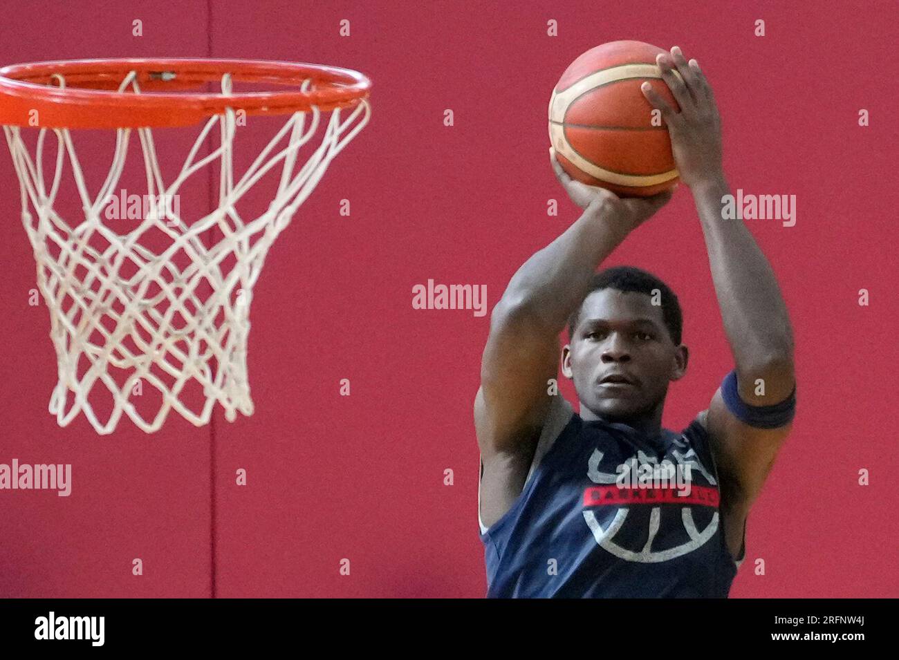 Anthony Edwards of the Minnesota Timberwolves shoots during training ...