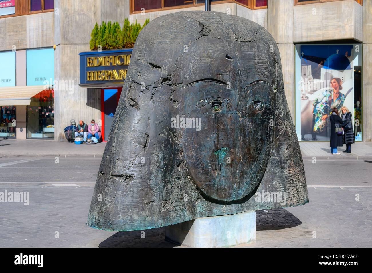 Murcia, Spain, Shape of a female human head sculpture or art in the ...