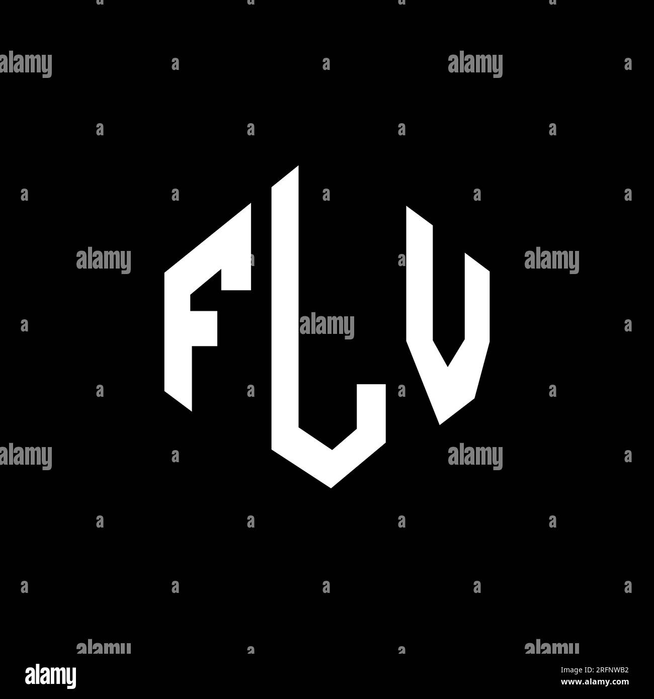 FLV letter logo design with polygon shape. FLV polygon and cube shape ...