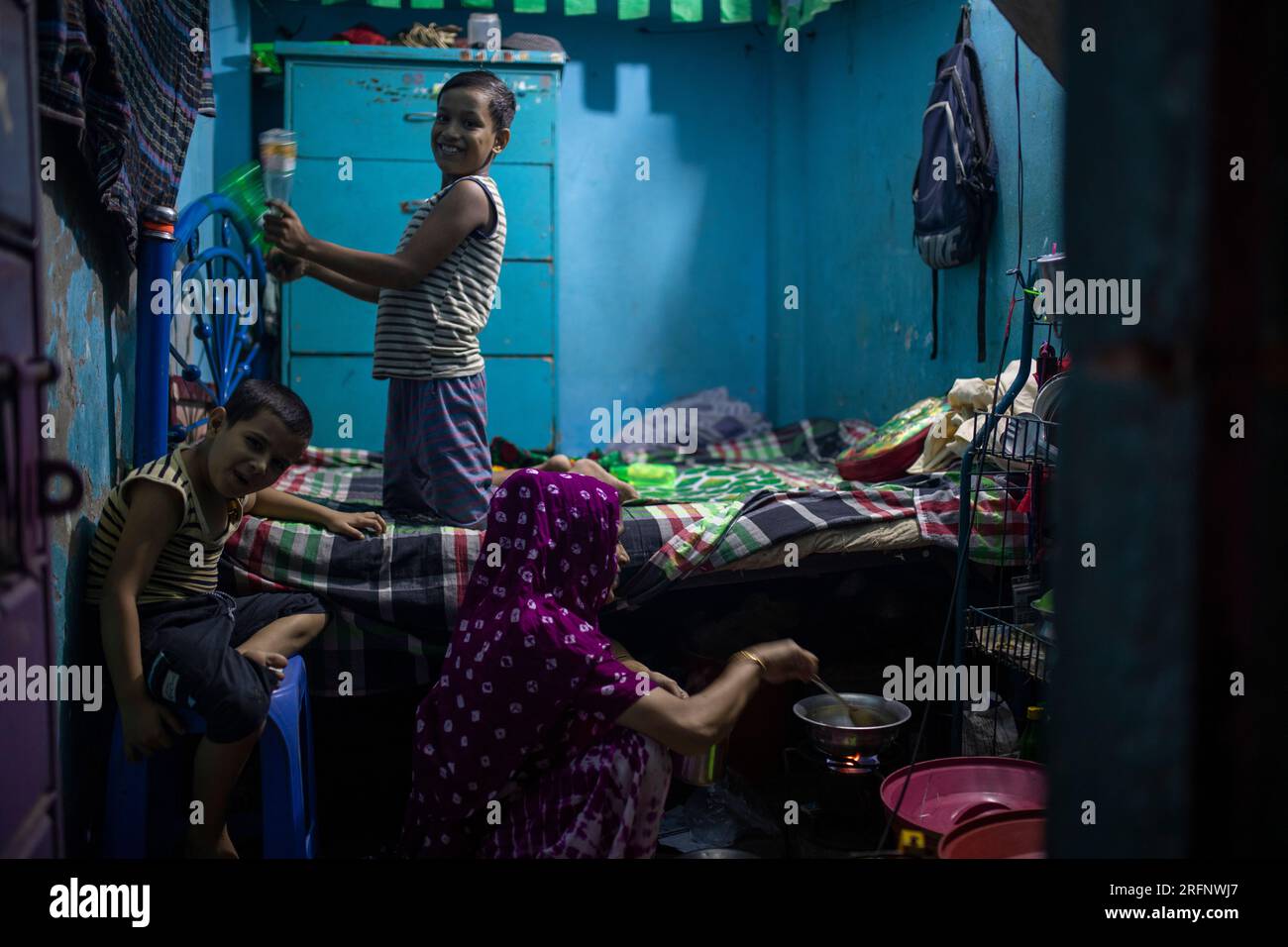 A narrow room inside the Stranded Pakistanis Relief Camp at Dhaka's ...