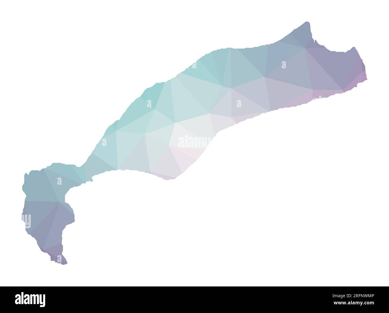 Polygonal map of Kos. Geometric illustration of the island in emerald ...