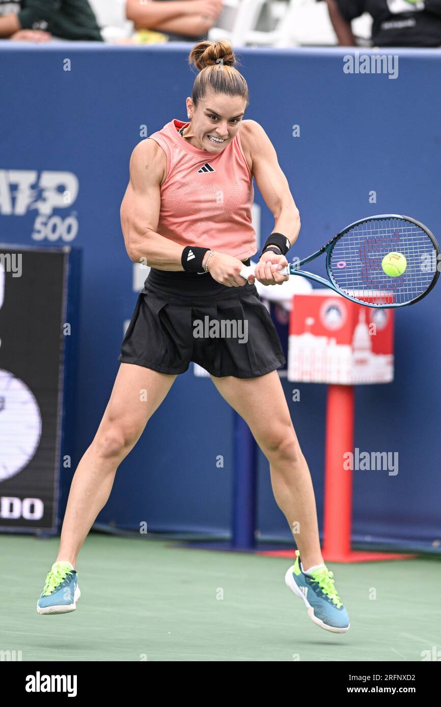 Washington, D.C, USA. 30th July, 2021. MARIA SAKKARI hits a backhand ...
