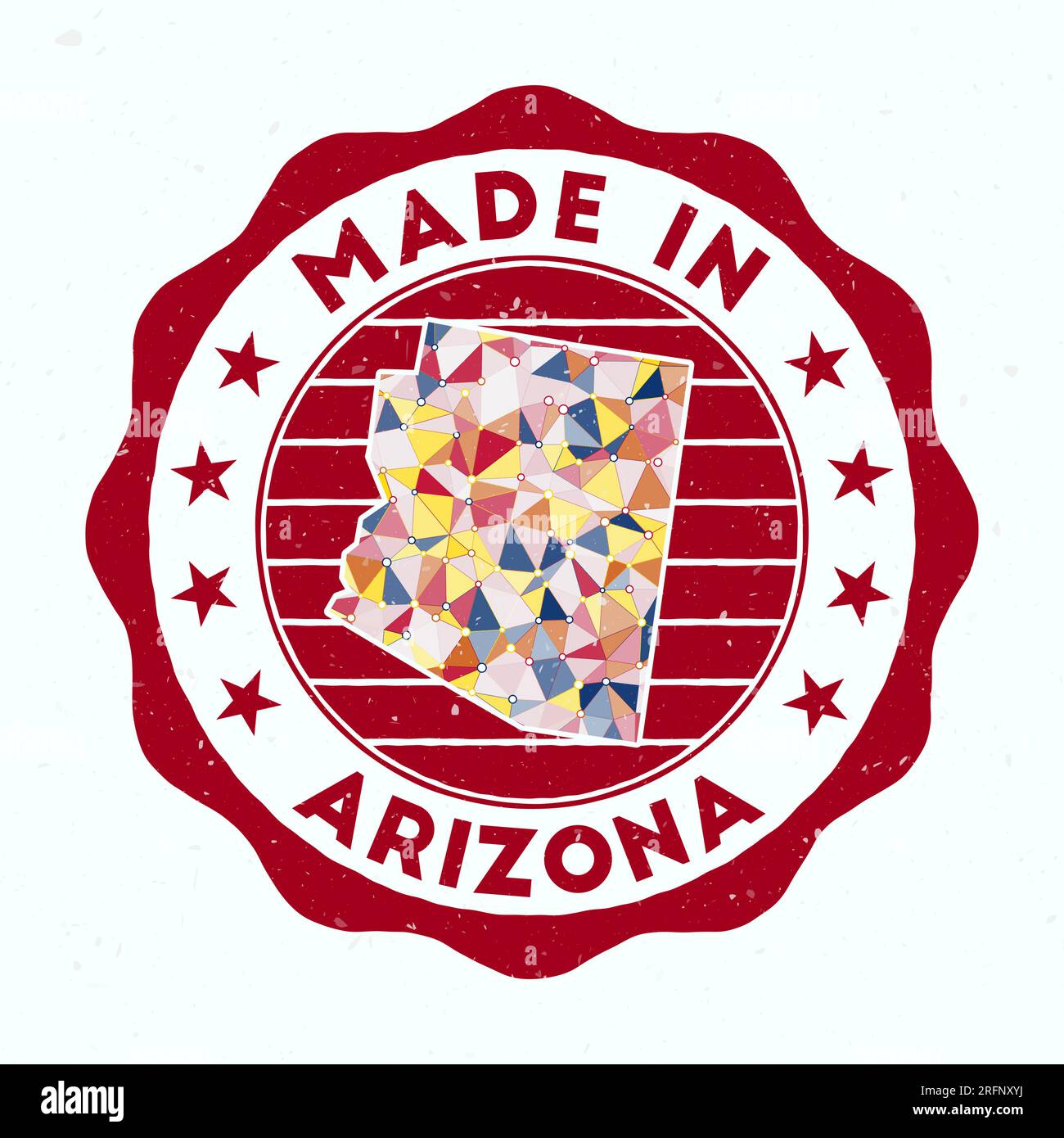 Made In Arizona. US state round stamp. Seal of Arizona with border ...