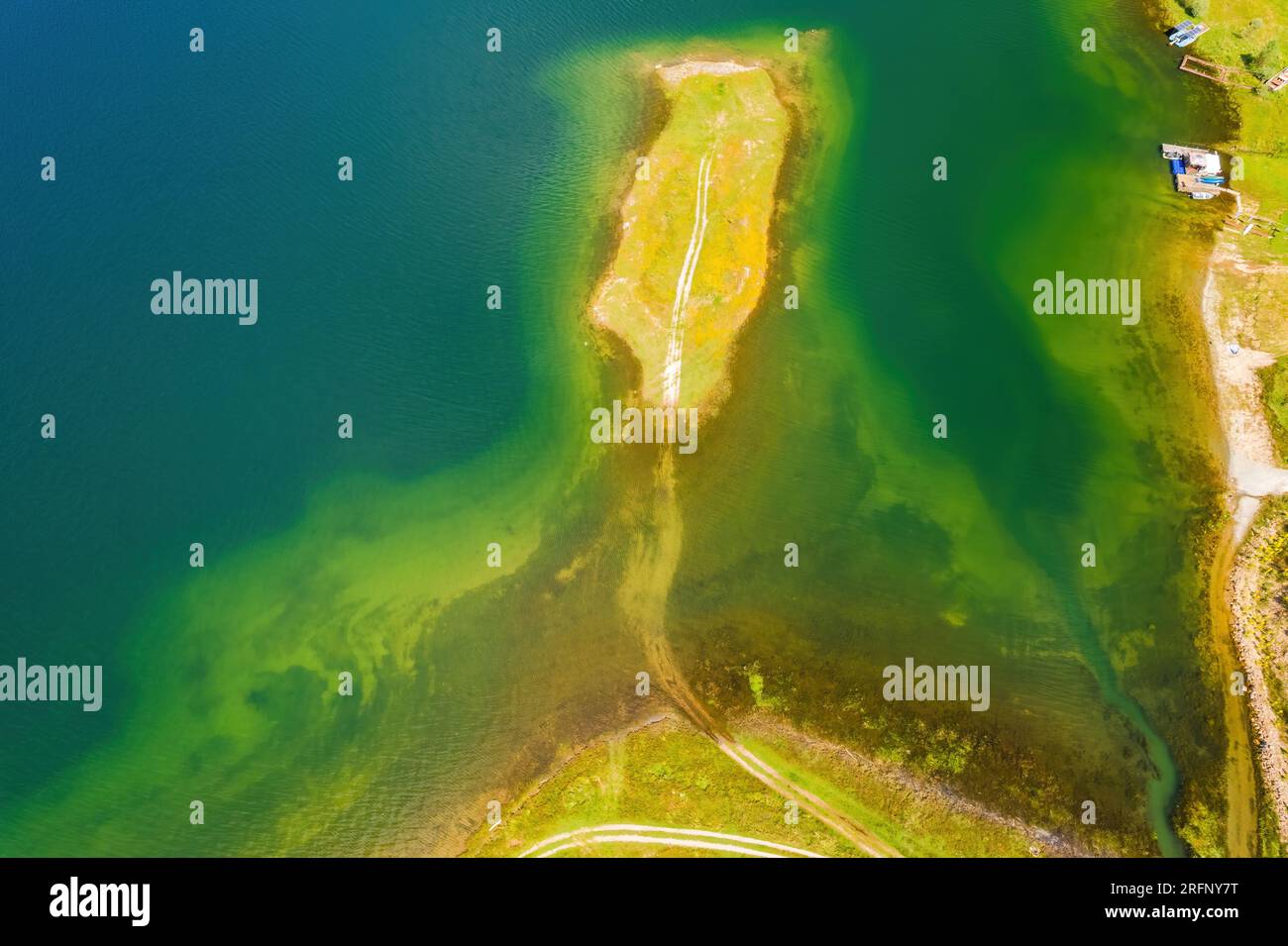 Summer landscape of Dospat dam in Rhodope mountains, Bulgaria Stock ...