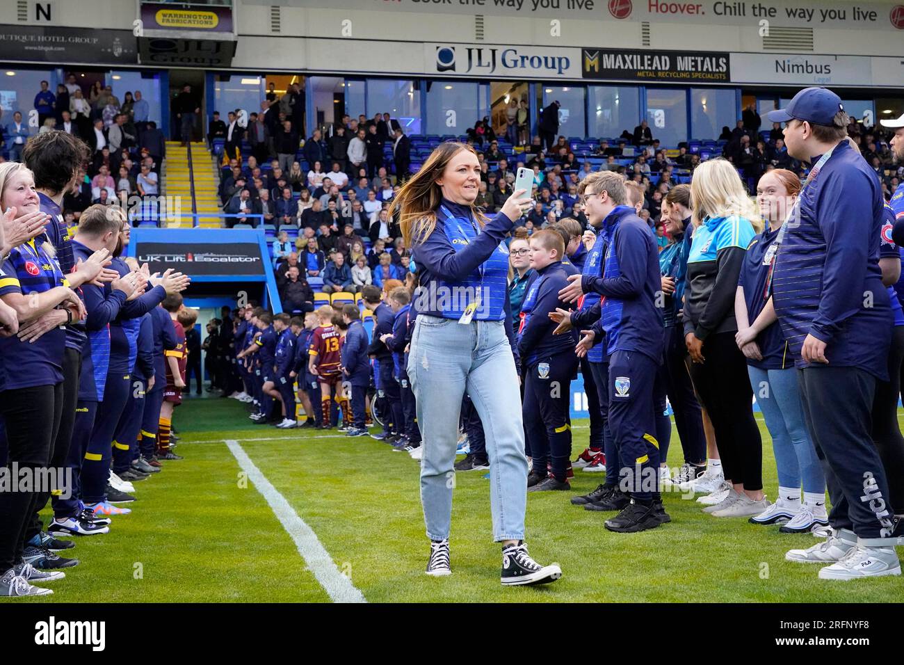 Warrington, UK. 04th Aug, 2023. Members of the Warrington Wolves ...