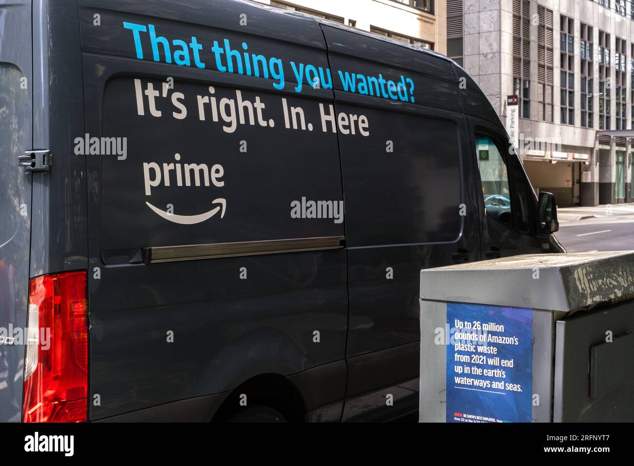 Seattle, USA. 4th Aug, 2023. An Oceana plastic ocean pollution ad with ...