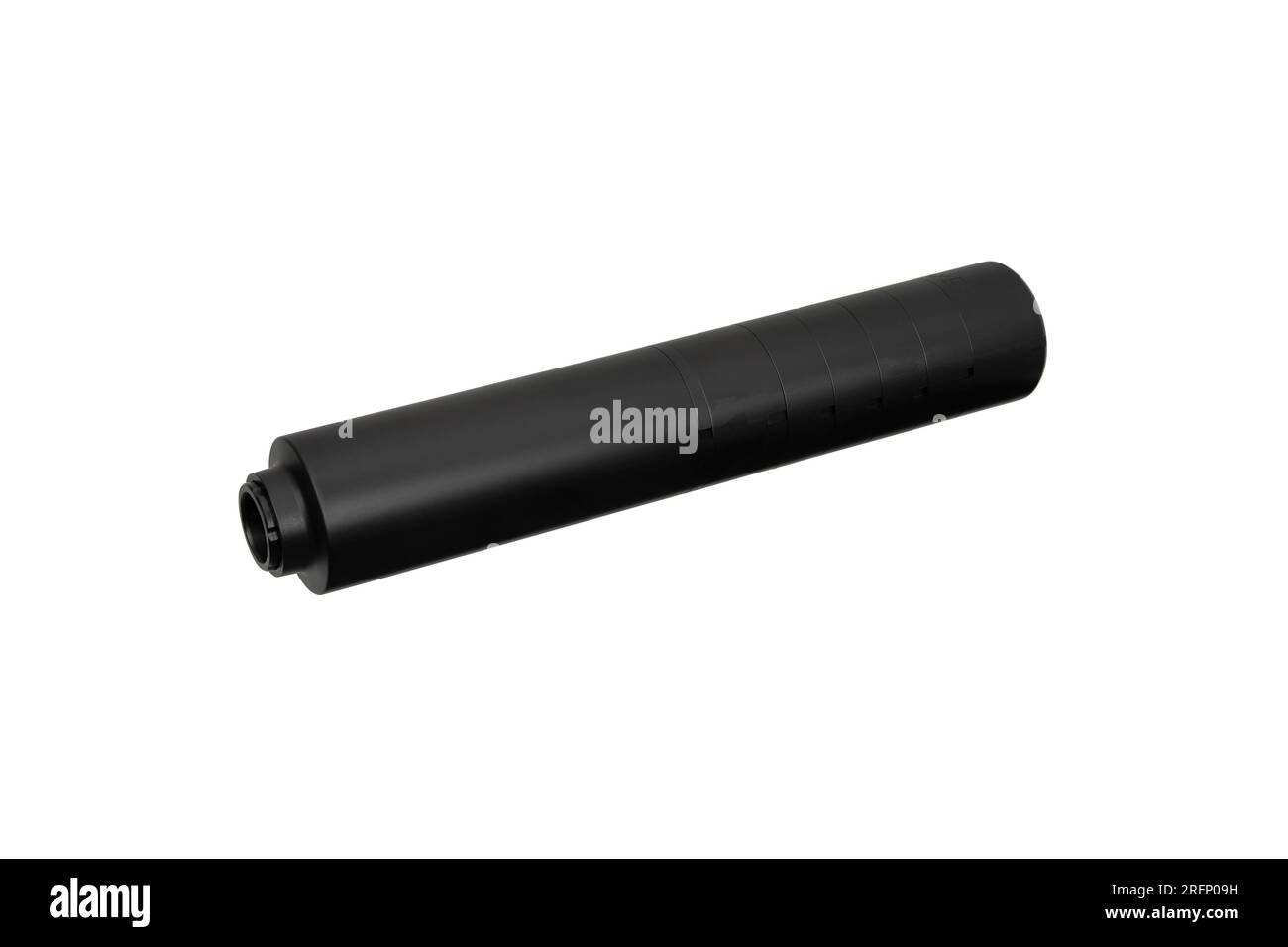 Black silencer for weapons. Suppressor that is at the end of an assault ...