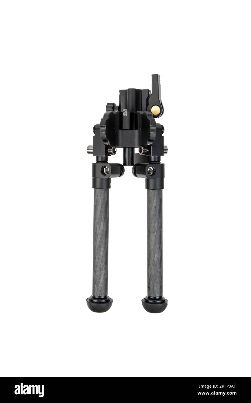 Modern metal folding bipod for a rifle or carbine. A device for the ...