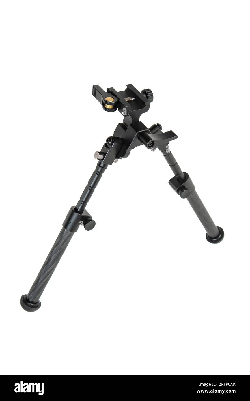 Modern metal folding bipod for a rifle or carbine. A device for the ...