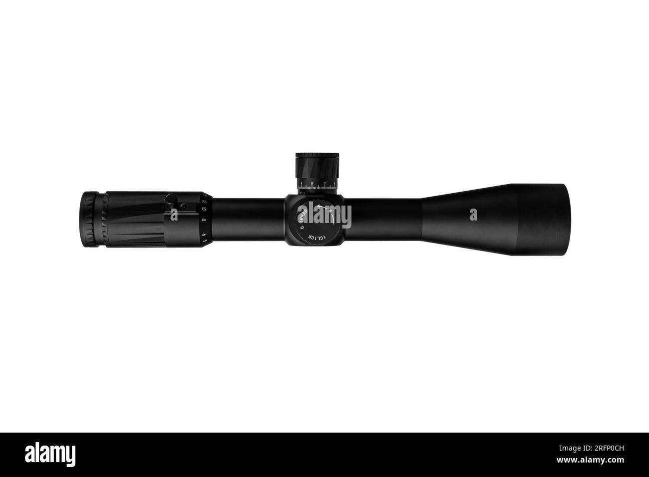 Modern sniper scope on a white background. Optical device for aiming ...