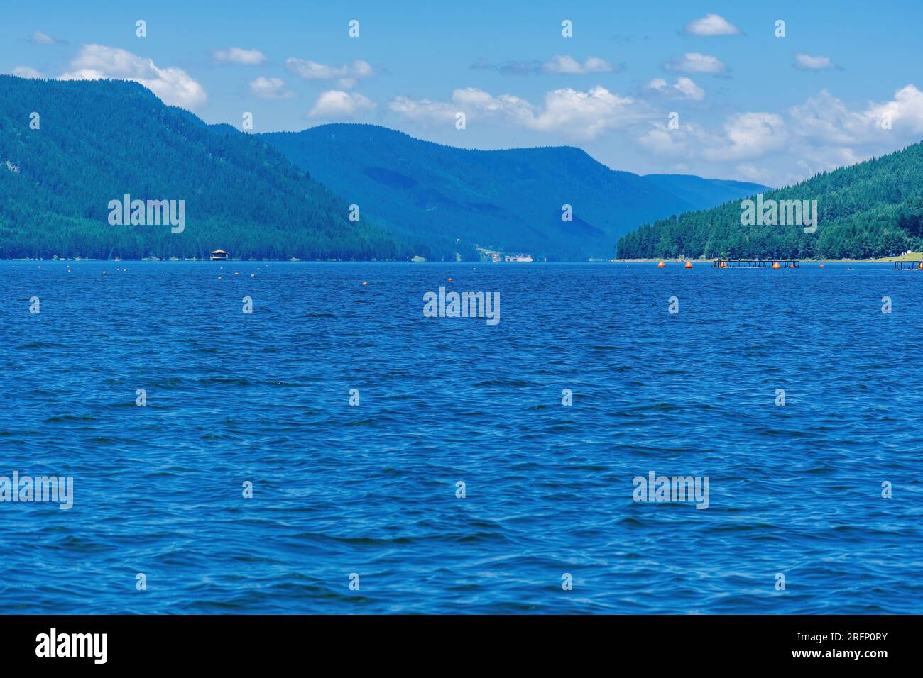 Summer landscape of Dospat dam in Rhodope mountains, Bulgaria Stock ...