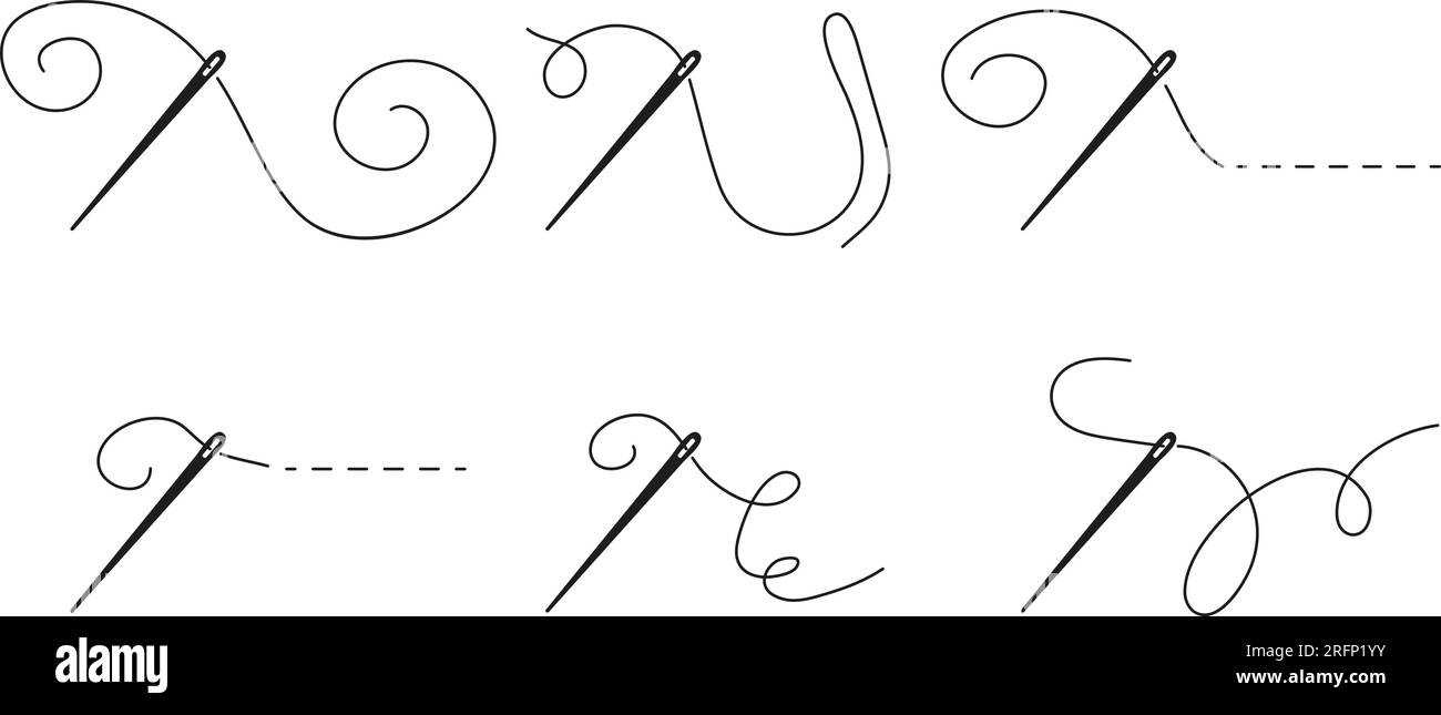 Needle with thread. Sewing needle with thread icon. Silhouette symbol ...