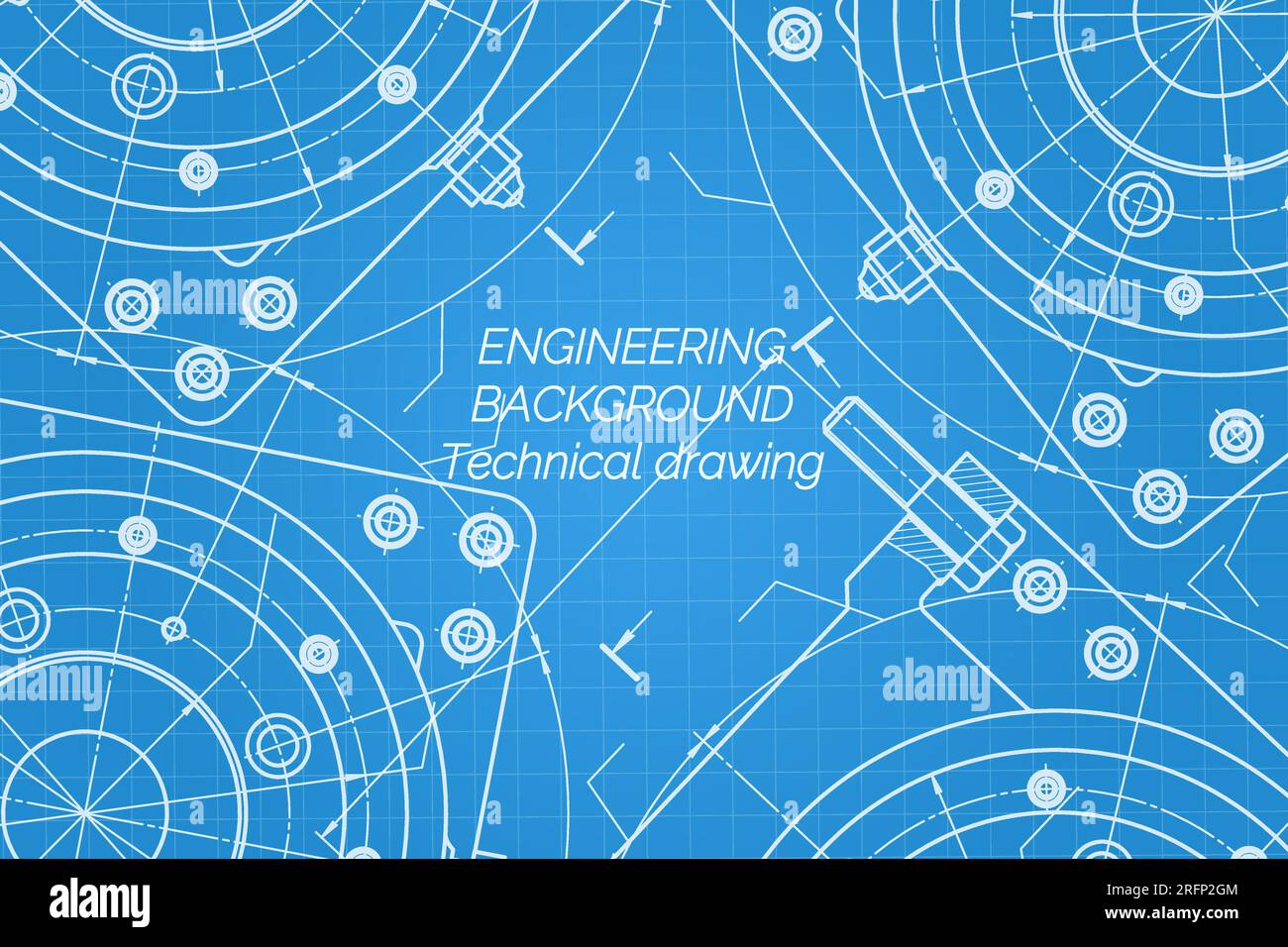Mechanical engineering drawings on blue background. Milling machine spindle. Technical Design ...