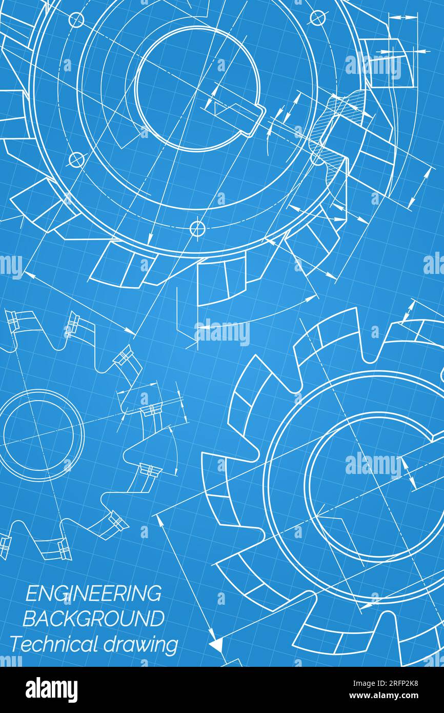 Mechanical engineering drawings on blue background. Cutting tools, milling cutter. Technical ...