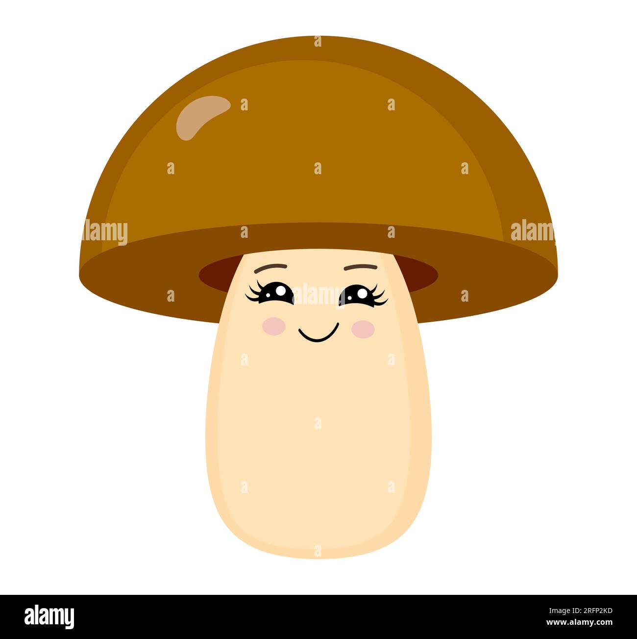 Vector illustration of a cartoon champignon. Kawaii mushroom. Vegan ...
