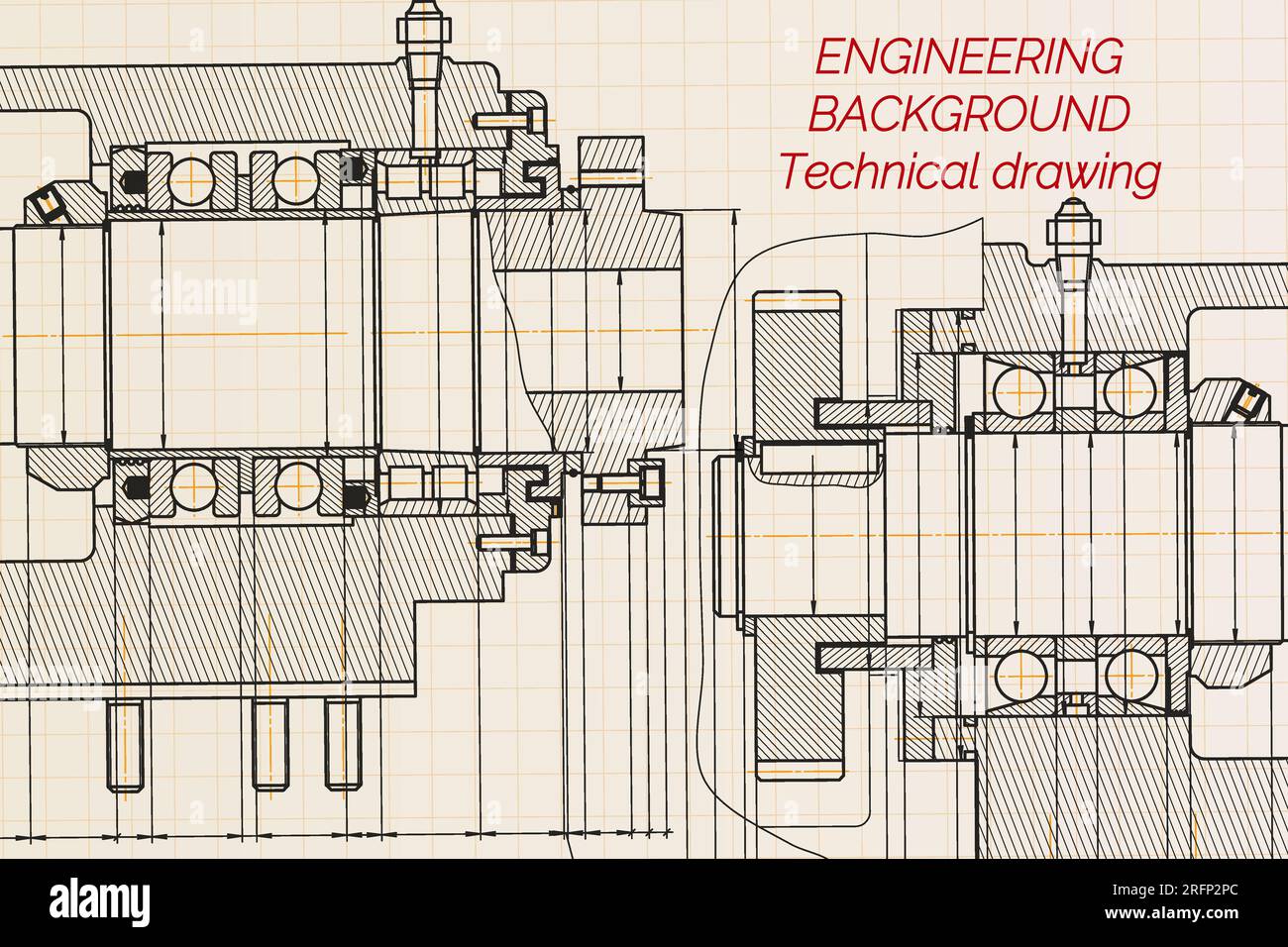 Mechanical engineering drawings on light background. Milling machine ...