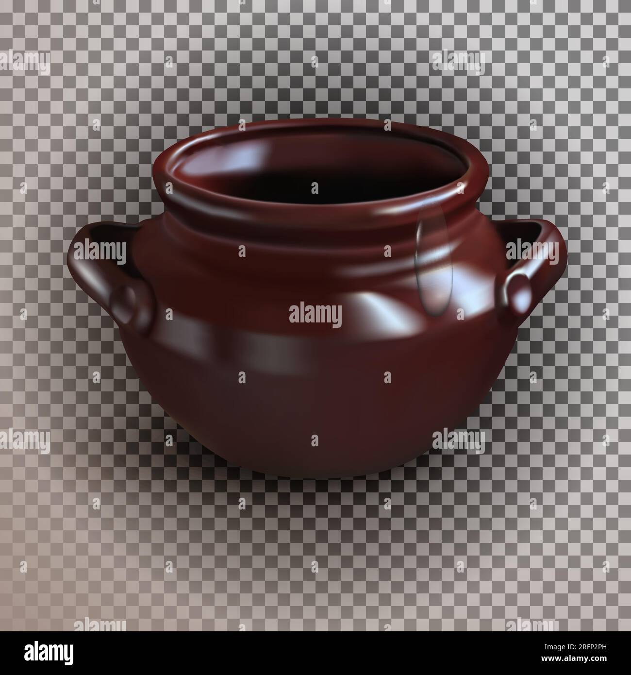 A realistic brown clay pot on an isolated transparent background ...