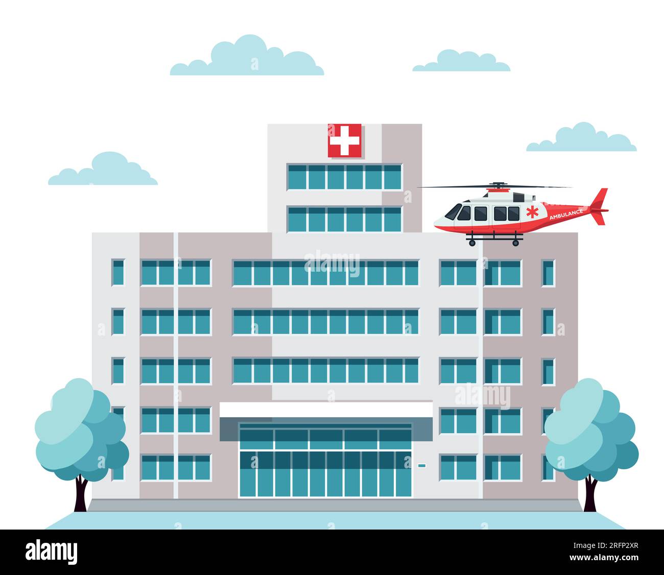 Medical concept with hospital building in flat style. hospital building ...