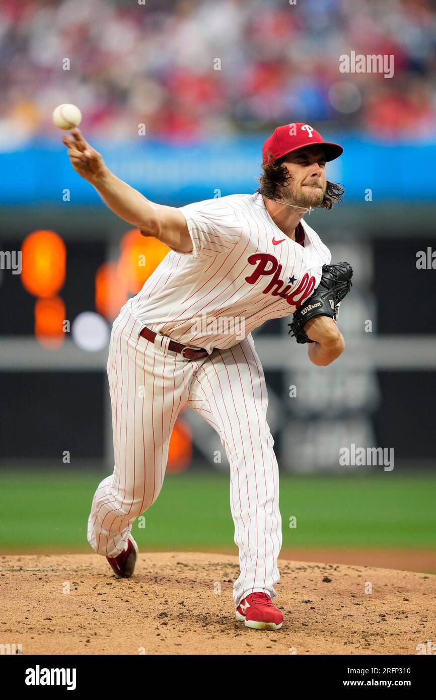 Philadelphia Phillies' Aaron Nola pitches during the second inning of a ...