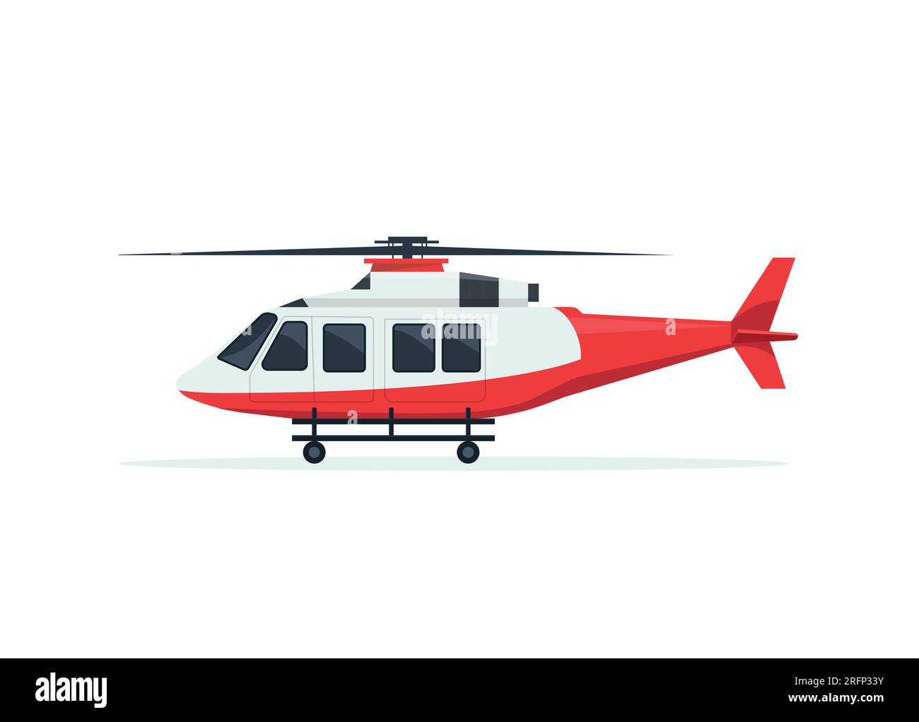 Light twin-engine, multi-purpose utility helicopter vector in red Stock ...