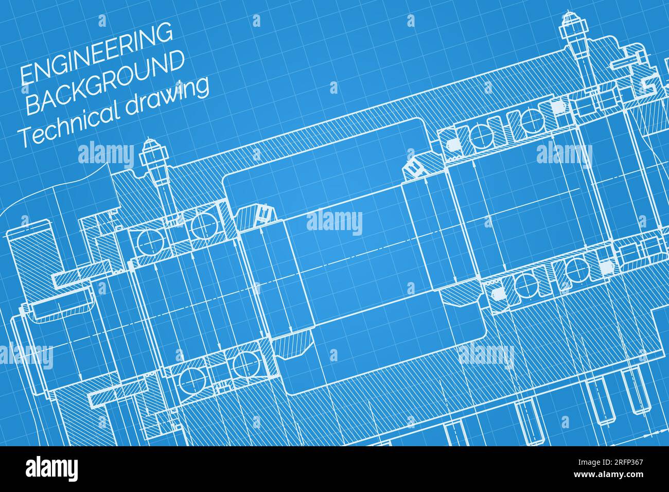 Mechanical engineering drawings on blue background. Milling machine ...