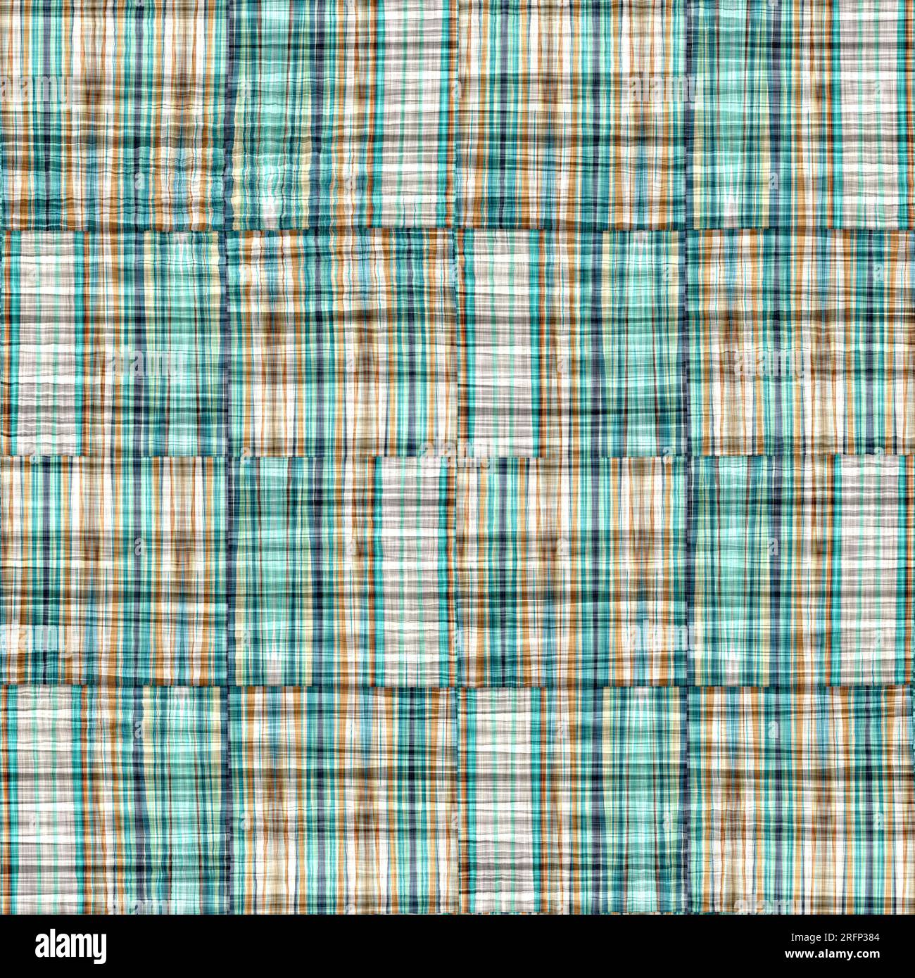 Teal rustic coastal beach house check fabric tile. Seamless sailor ...