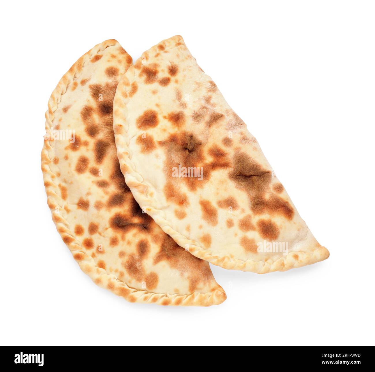 Delicious calzones on white background, top view Stock Photo - Alamy