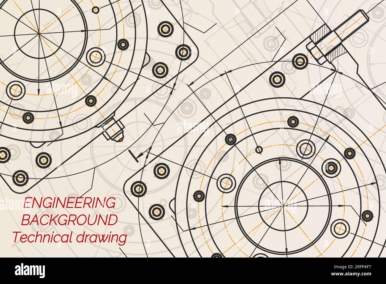 Mechanical engineering drawings on light background. Milling machine ...