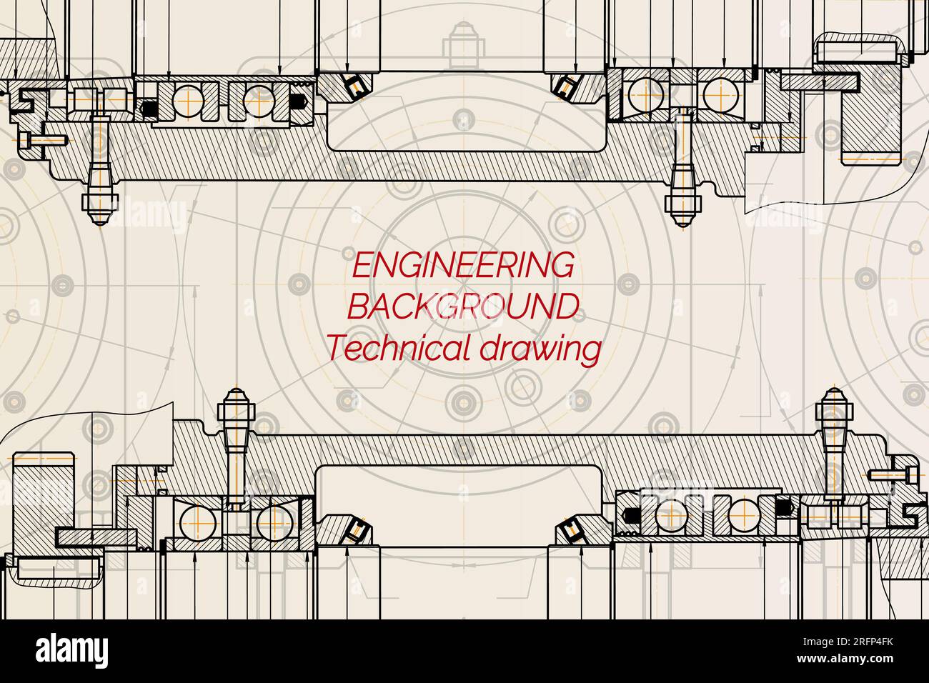 Mechanical engineering drawings on light background. Milling machine ...