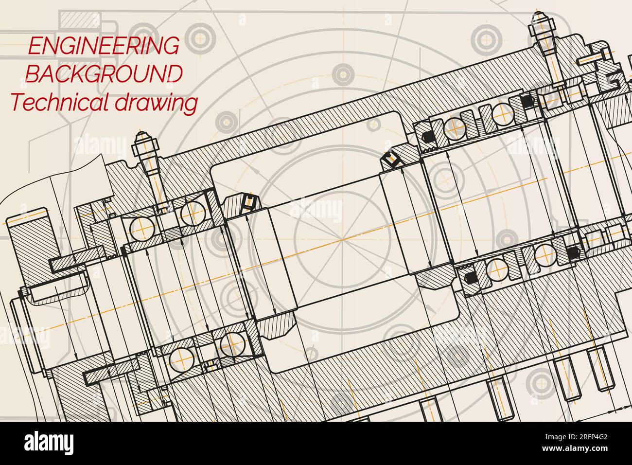 Mechanical engineering drawings on light background. Milling machine ...