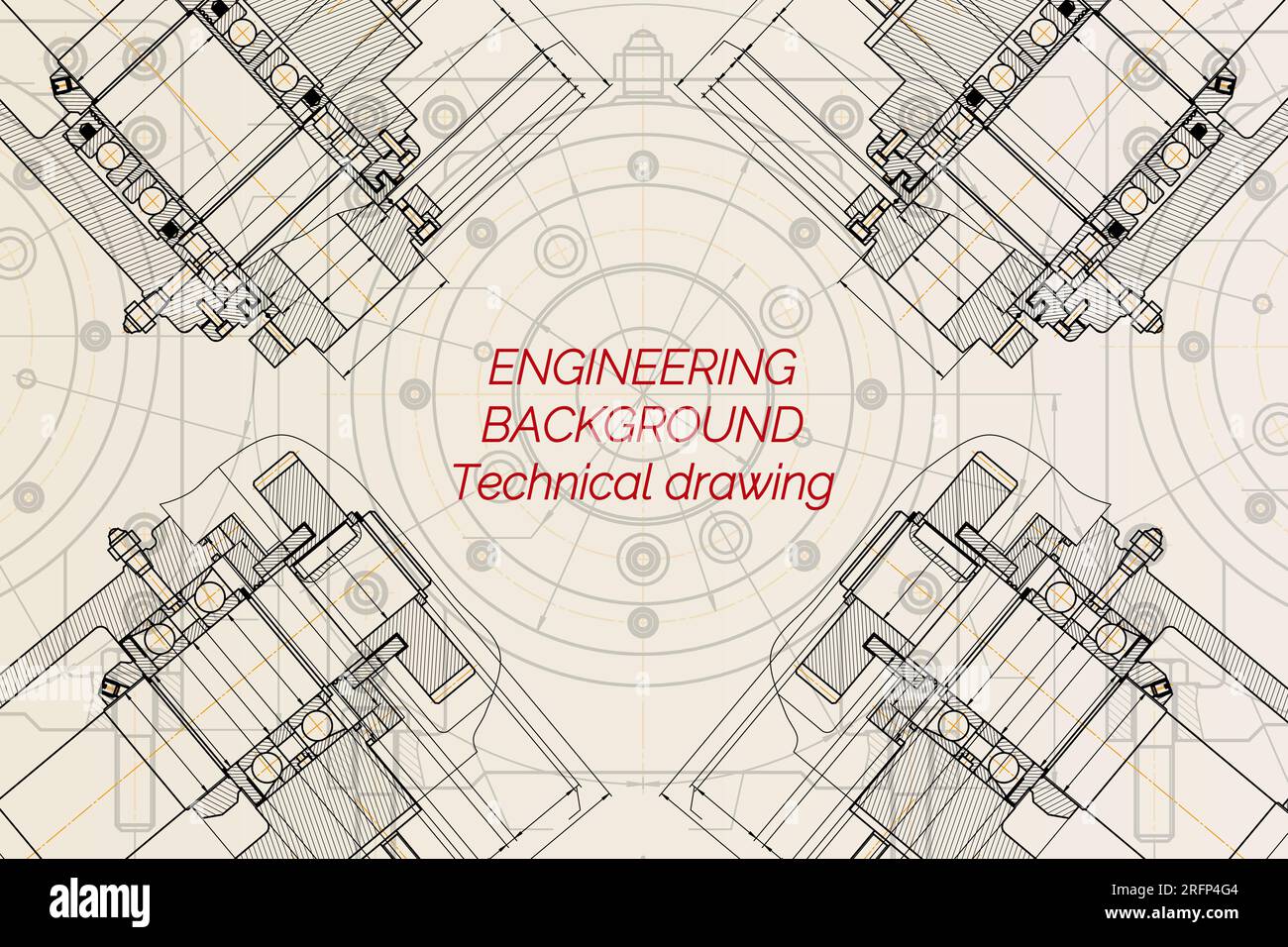 Mechanical engineering drawings on light background. Milling machine ...