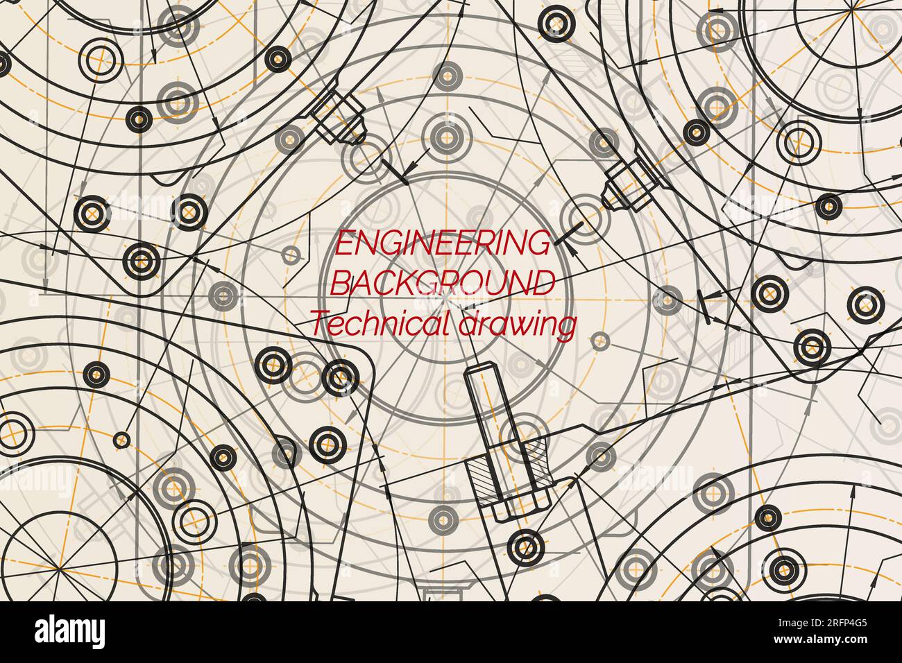 Mechanical engineering drawings on light background. Milling machine ...