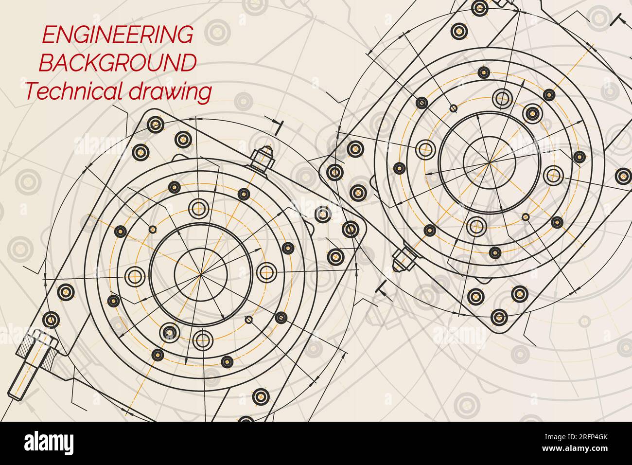 Mechanical engineering drawings on light background. Milling machine ...
