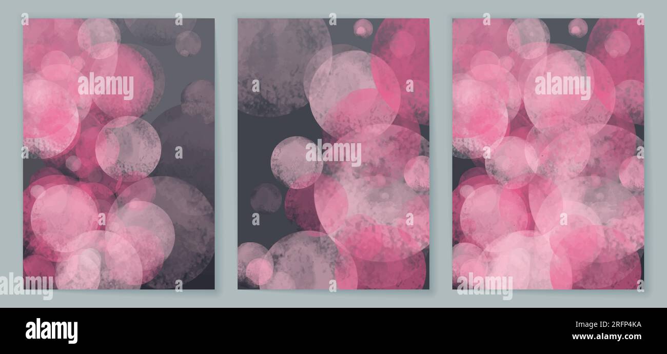 Set of watercolor covers with pink bubbles Stock Vector Image & Art - Alamy