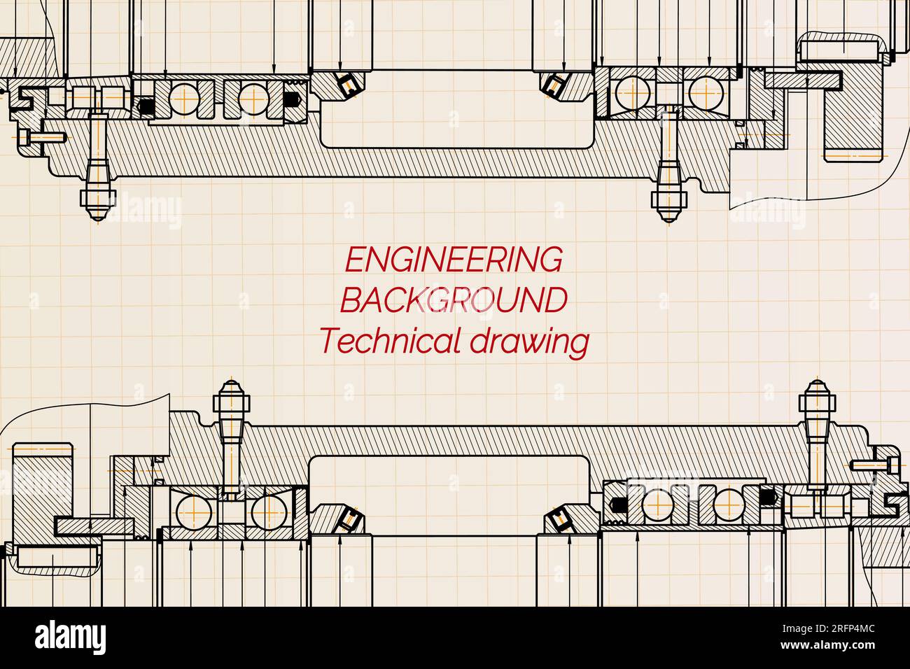 Mechanical engineering drawings on light background. Milling machine ...