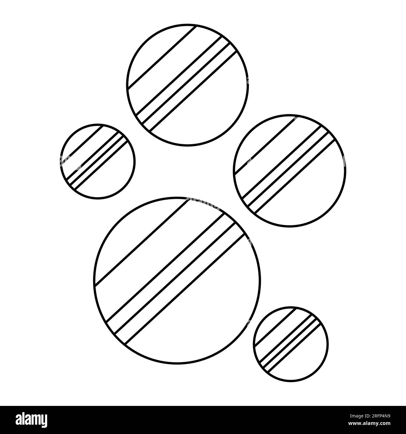 Set of simple round frameless mirrors with reflection, doodle style ...