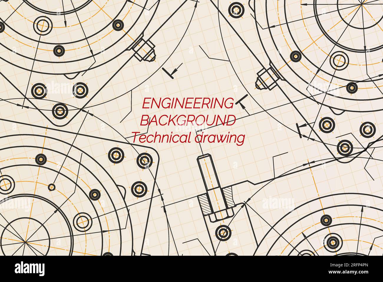 Mechanical engineering drawings on light background. Milling machine ...