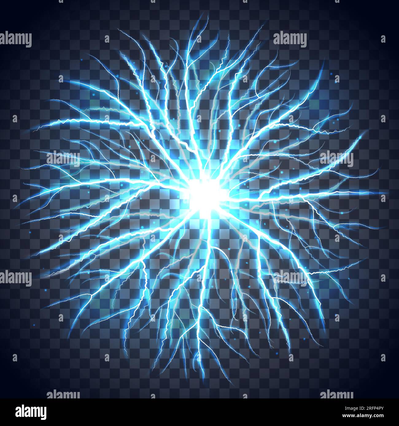 Realistic lightning isolated on a transparent background. Natural ...