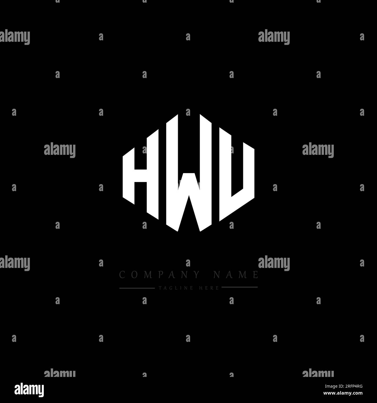 HWU letter logo design with polygon shape. HWU polygon and cube shape ...
